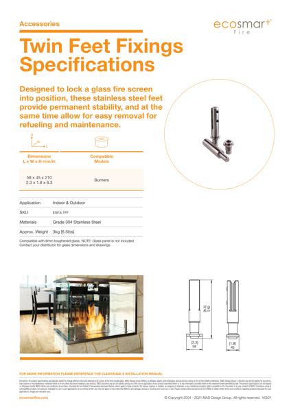 Twin Feet Fixings: Perfect for Bespoke Creations - EcoSmart Fire